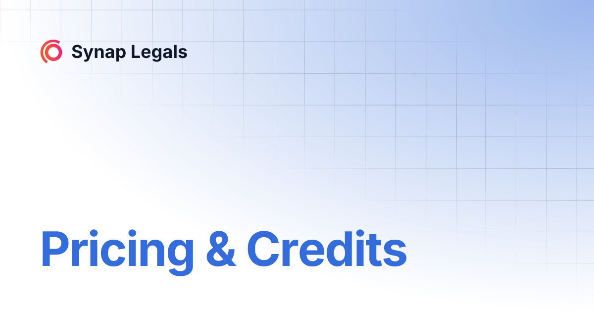 Pricing & Credits | Synap Legals